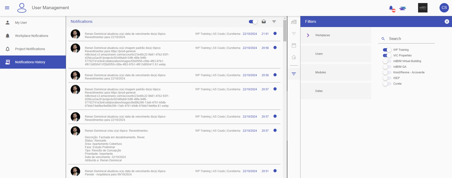 Notifications | BIMWorkplace