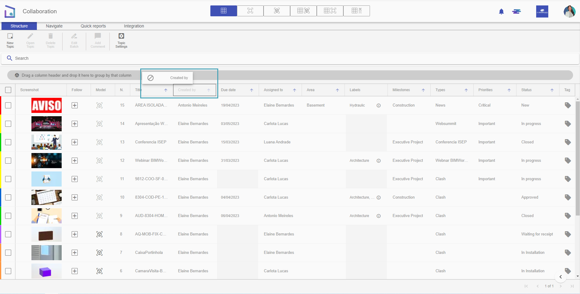 Group by columns | BIMWorkplace